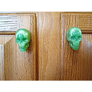 Green Skull Door Knobs Drawer Knobs (Set of 2)