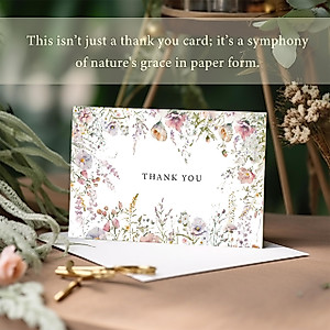 SLAPAFLIFE Floral Thank You Cards with Envelopes, 48 Pack - 4x6 Inches, Perfect for Baby Shower, Wedding, Graduation, and Other Occasions