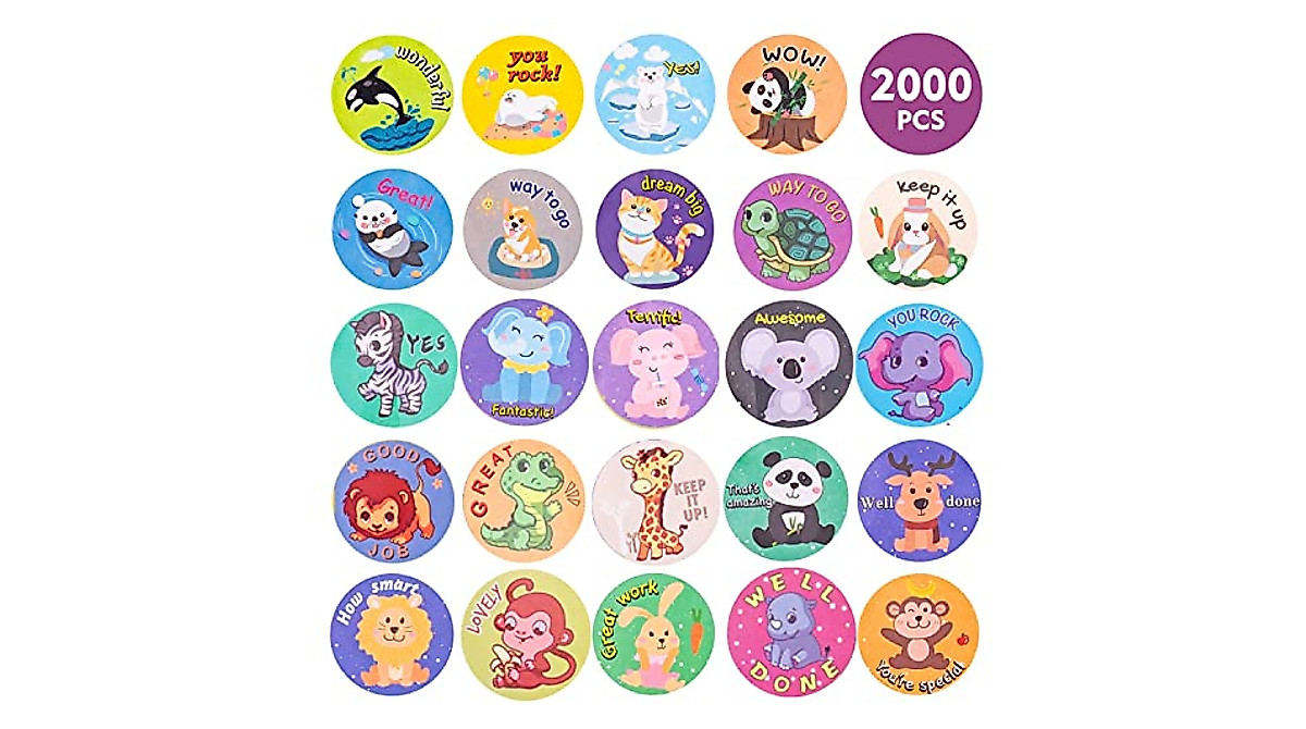 Motivational Animal Stickers for Kids – 2000 Reward Stickers Set