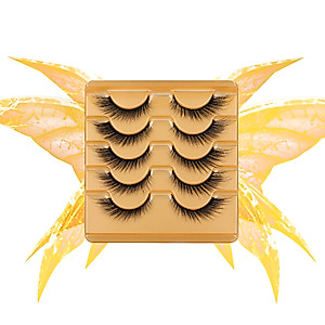 Eyelashes Wispy Fox Eye Lashes Look Like Lash Extension 15MM Natural Looking Fluffy Angel Lashes Pack 5 Pairs by Lanflower