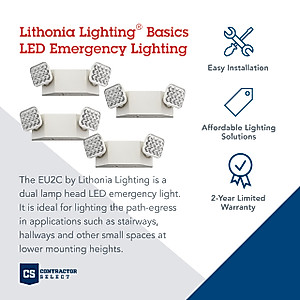 Lithonia Lighting EU2C CP4 LED Two-Headed Emergency Lighting Unit, California Certified, Contractor Pack of 4, White