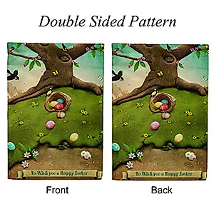 My Little Nest Seasonal Garden Flag Easter Basket And Eggs Double Sided Vertical Garden Flags for Home Yard Holiday Flag Outdoor Decoration Farmhouse Banner 12"x18"