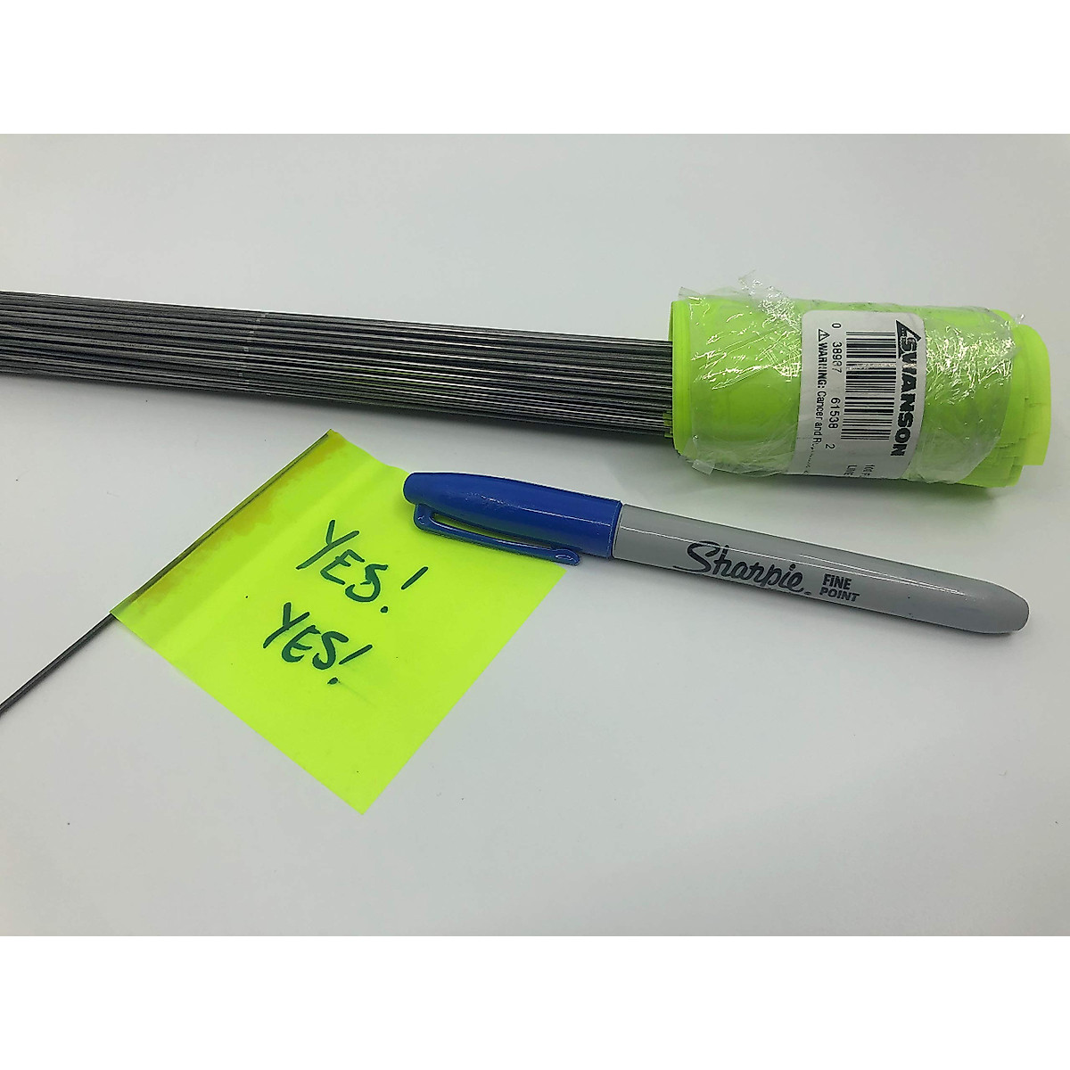 Swanson Tool Co FY15100 2.5-Inch by 3.5-Inch Marking Flags with 15-Inch Wire Staffs, Yellow, 100-Pack