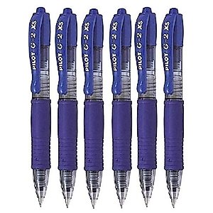 Pilot G2 Pixie Blue Pilot G2 Pixie Rollerball Pen 0.7mm Nib Tip 0.39mm Line Width Mini Gel Ink Retractable 207 (Pack of 6)
