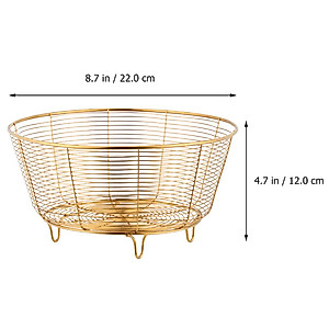 Hemoton Iron Fruit Bowl Fruit Dish Basket Metal Wire Vegetable Bowl Mesh Countertop Fruit Holder Bowl for Kitchen Counter Modern Gold