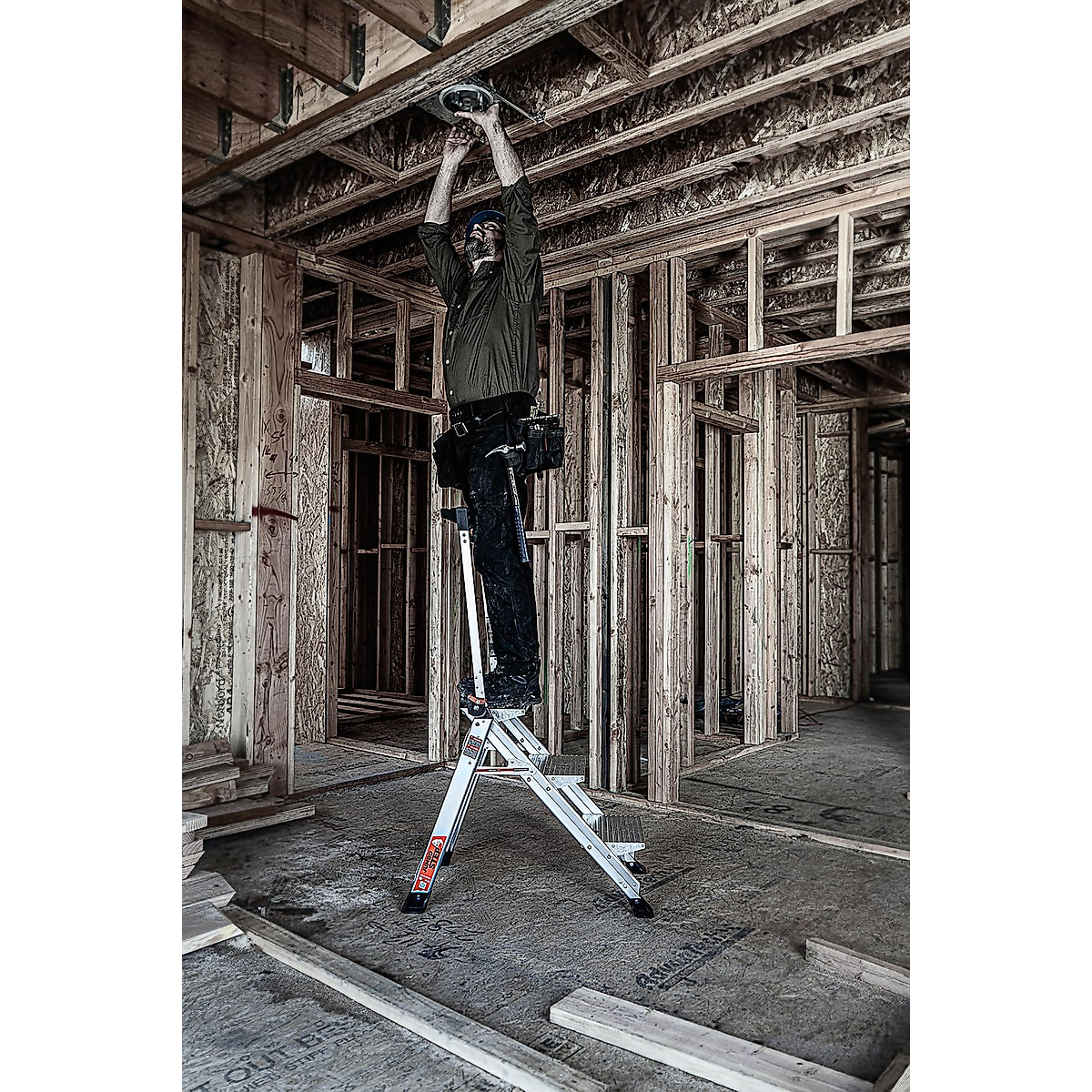 Little Giant Ladder Systems, Jumbo Step, 3-Step, 2 Foot, Step Stool, Aluminum, Type 1AA, 375 lbs Weight Rating, (11903), Gray