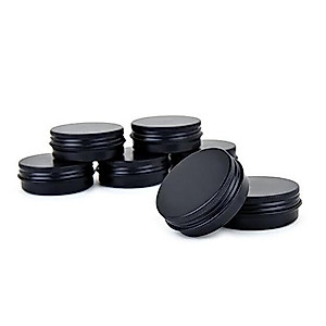 Aluminum Metal Tin 1oz/30ml,Black Aluminum Tins Round Tin Cans Containers with Screw Top Lid (10)