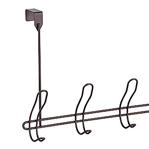 Home Basics 5 Over the Door Hooks Hanging Racks For Clothes, Coats, Bags, Towels or Robe, Chrome