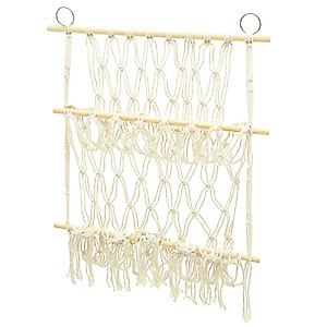 VOSAREA Wall Mounted Bookshelf Hammocks Book Shelf for Kids Rooms Book Shelves Home Decor Macrame Wall Hammock Macrame Woven Tapestry Hand Woven Pendant Iron White Organizer Nordic