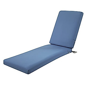 Classic Accessories Ravenna Water-Resistant 72 x 21 x 3 Inch Patio Chaise Lounge Cushion, Empire Blue, Outdoor Seat Cushion