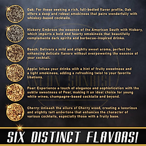 Cocktail Smoker Kit with Torch | 6 Flavors Wood Chips | Bourbon, Whiskey Smoker Infuser Kit, Old Fashioned Drink Smoker Kit, Birthday Bourbon Whiskey Gifts for Men, Dad, Husband