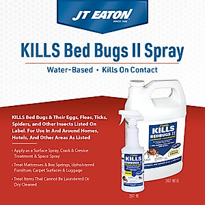 JT Eaton Kills Bedbugs II 207-W1G Bed Bug Killer, Non-Staining Water Based Insect Spray for Indoors (1 gal)