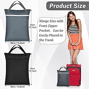 2 Pcs Large Travel Laundry Bag, Sublaga Washable Waterproof Wet Dry Bag Large Dirty Clothes Bag Bathing Suit Workout Bag for Gym Clothes Laundry Wet Clothes Swimming Yoga (Black + Gray)