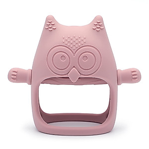 Drop Resistant Silicone Baby Teether Toy for 3+ Month Infants, Baby Chew Toy for Sucking Needs, Hand Pacifier for Breast Feeding Babies, BPA Free (Dusty Lilac)