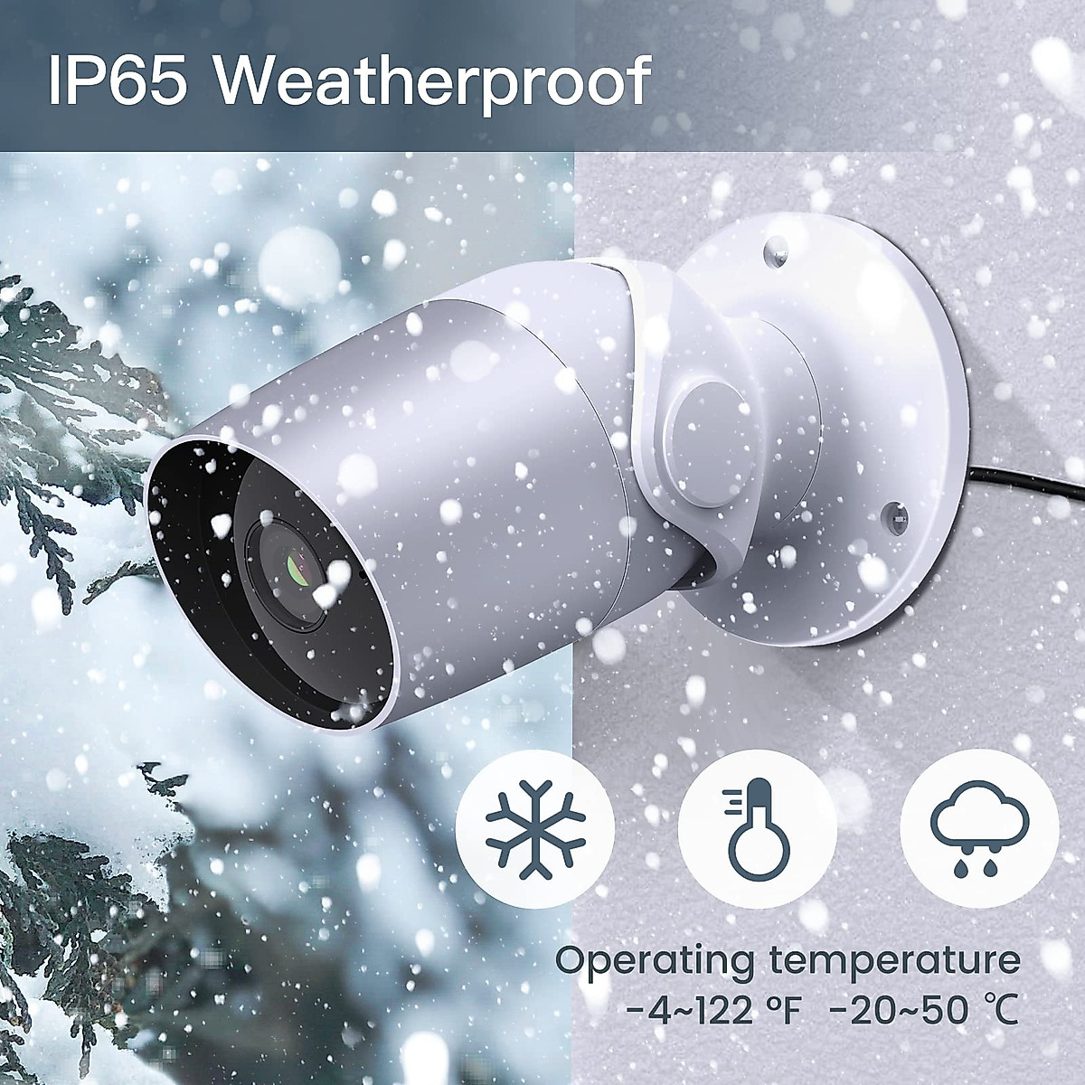 LAXIHUB Security Camera Outdoor 1080P Full HD, 2.4G WiFi Plug-in Camera, Motion & Noise Detection IP65 Waterproof, Night Vision, Two Way Audio-Compatible with Alexa & Google