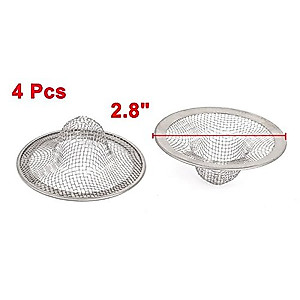uxcell Mesh Hole Kitchen Bathroom Slop Laundry Basin Basket Sink Drain Strainer Hair Catcher 4Pcs Silver Tone