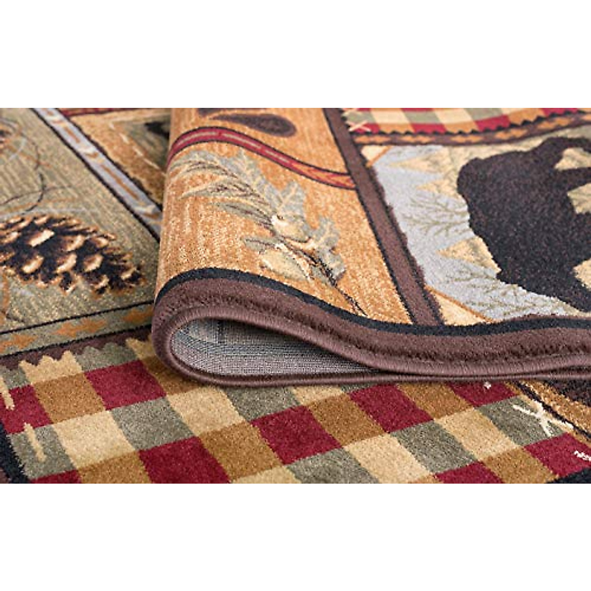 Homespun Cabin Novelty Lodge Pattern Multi-Color Scatter Mat Rug, 2' x 3'