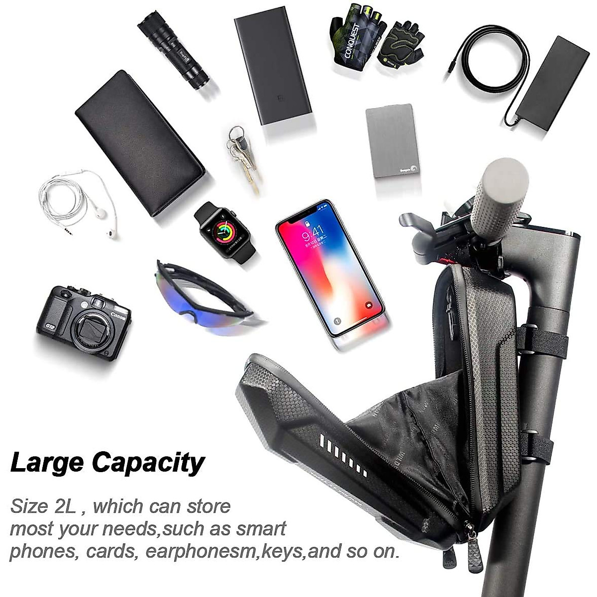 GLDYTIMES Storage Bag Replacement for Mijia M365/Pro GXL V2 Nine Electric Scooter Front Suspension Bag Durable EVA can accommodate car Charger Tool, Camouflage