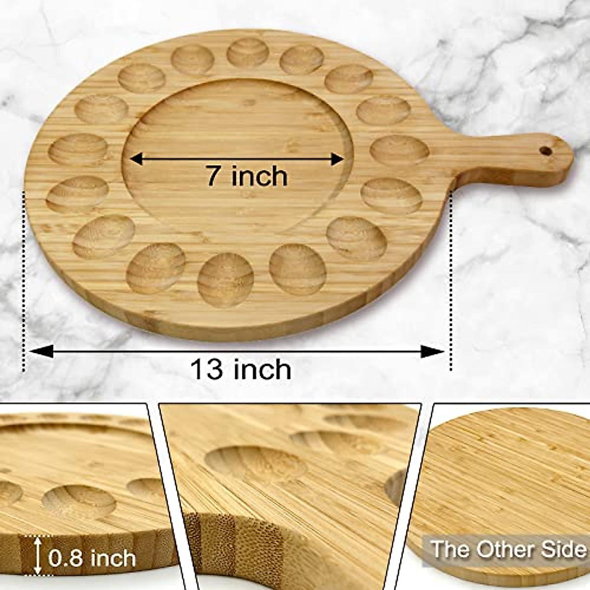 cenleoha Versatile Large Deviled Egg Platter with Handle Reversible Deviled Egg Plate Cutting Board Charcuterie Board Deviled Egg Container Bamboo Egg Holder Serving Tray