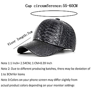 JNKET Fashion Mens Crocodile Pattern Baseball Cap PU Leather Hats for Women Adjustable Outdoor Sports Hats (Black)