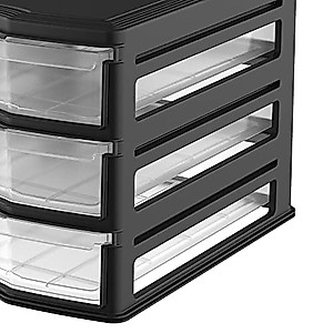 Life Story 3 Drawer Stackable Shelf Organizer Plastic Storage Drawers for Bathroom Storage, Make Up, Or Pantry Organization, Black (2 Pack)