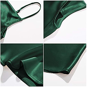 Miqieer Basic Women's Silk Tank Top Ladies V-Neck Camisole Silky Loose Sleeveless Blouse Satin Tank Shirt(Cowl Neck-Green,M)