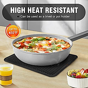 Walfos Dish Drying Mat for Kitchen Counter, Heat Resistant Silicone Dish Mats, Multi-Purpose Kitchen Drying Mats for Counter Top, Sink, 16x12 Inch