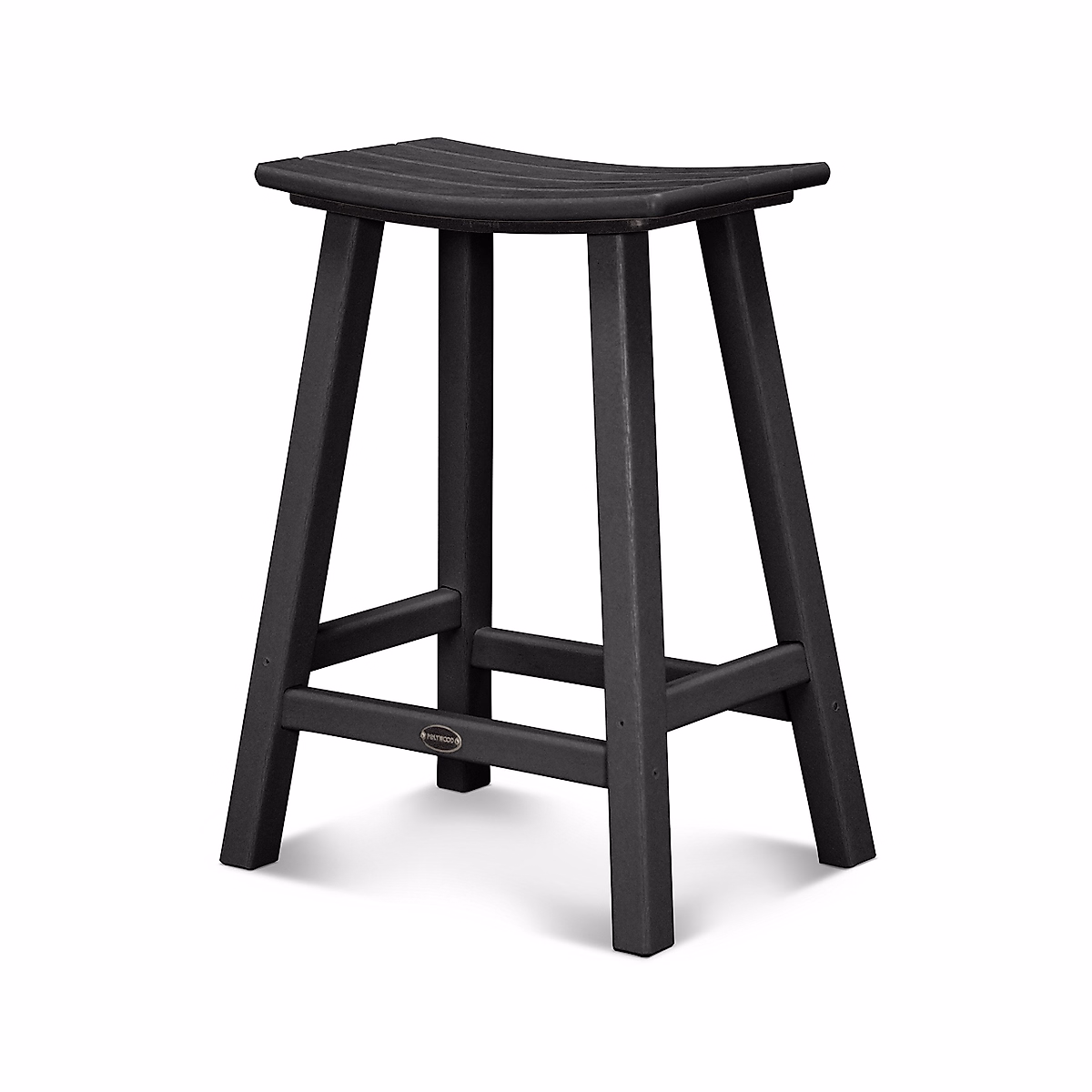 POLYWOOD 2001-BL Traditional 24" Saddle Bar Stool, Black