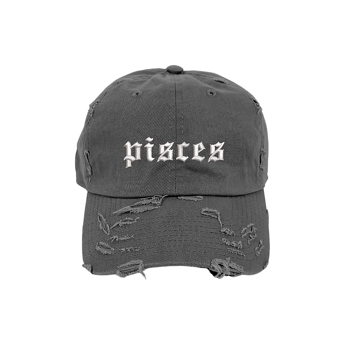 DSY Lifestyle Pisces Lowercase Vintage Distressed Baseball Cap - Unisex Embroidered Distressed Baseball Hat (OLIVE)