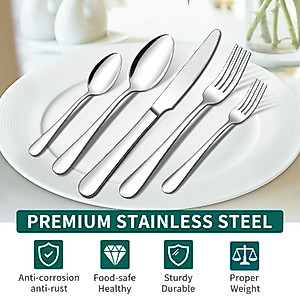 Silverware Set, ENLOY 20 Pieces Stainless Steel Flatware Cutlery Set, Include Knife Fork Spoon, Mirror Polished, Dishwasher Safe, Service for 4
