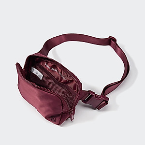 Pander Two Way Zipper Fanny Pack Nylon Everywhere Belt Bag for Women, Water Repellent Waist Packs, Crossbody Bags with Adjustable Strap (Red Merlot).