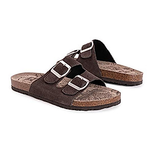 MUK LUKS Women's Terra Turf Marla Flat Sandal, Chocolate, 10