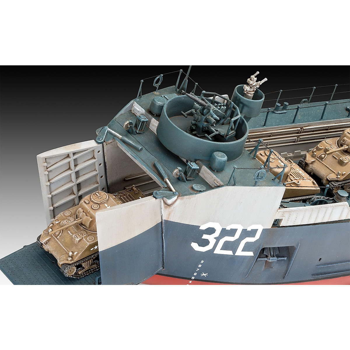Revell RV05169 05169 US Navy Landing Ship Medium (Bofors 40mm) Plastic Model kit 1:144 Scale, Unpainted