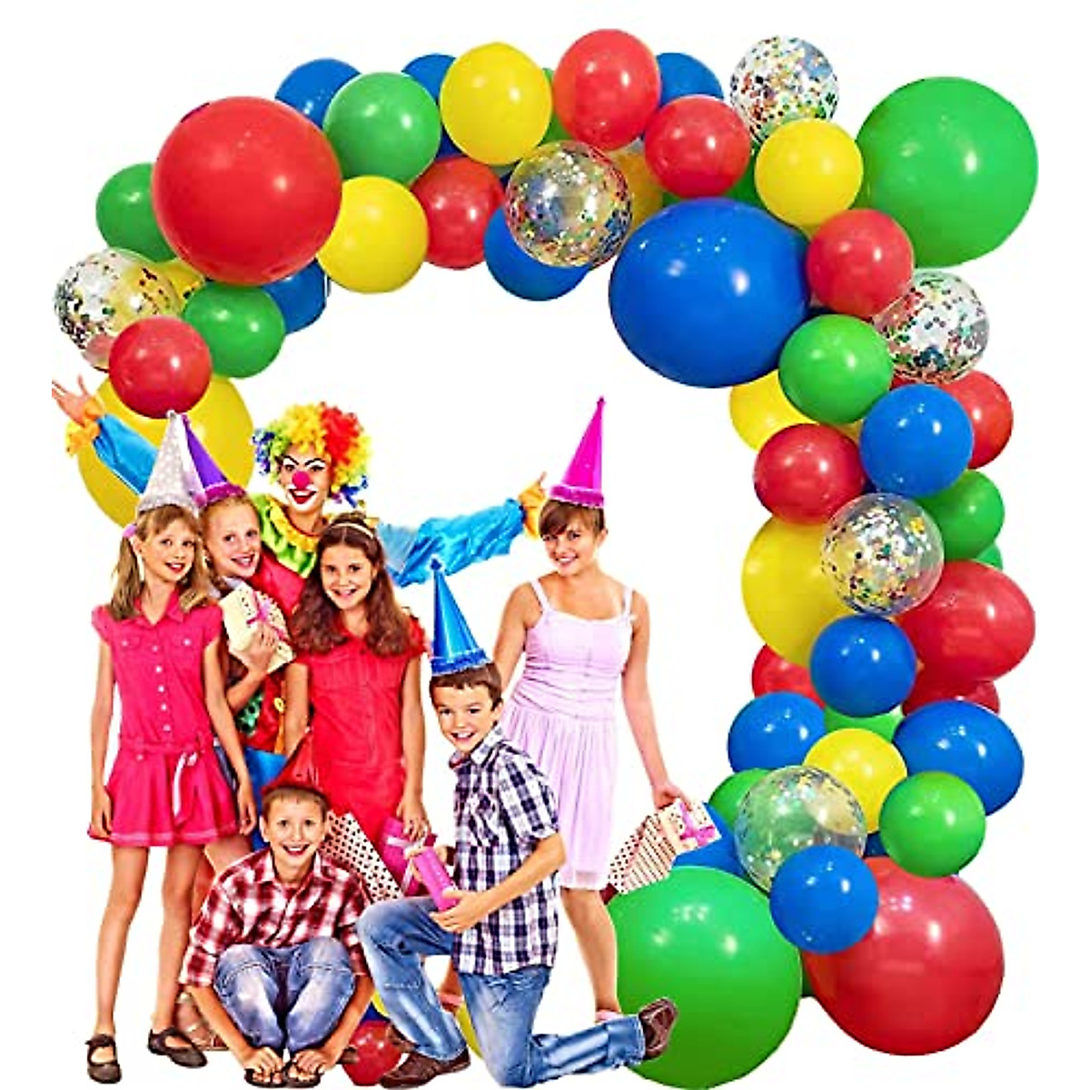 Red Blue Yellow Green Balloon Garland Kit,3 Sizes 18''12''10'Balloon Garland Kit,Latex Balloons for Mario Birthday Carnival Circus Party Decorations