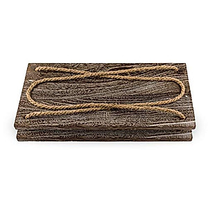TIMEYARD Decorative Wall Hanging Shelf - Distressed Wood Jute Rope Floating Shelves - Rustic Home Wall Decor - Set of 2