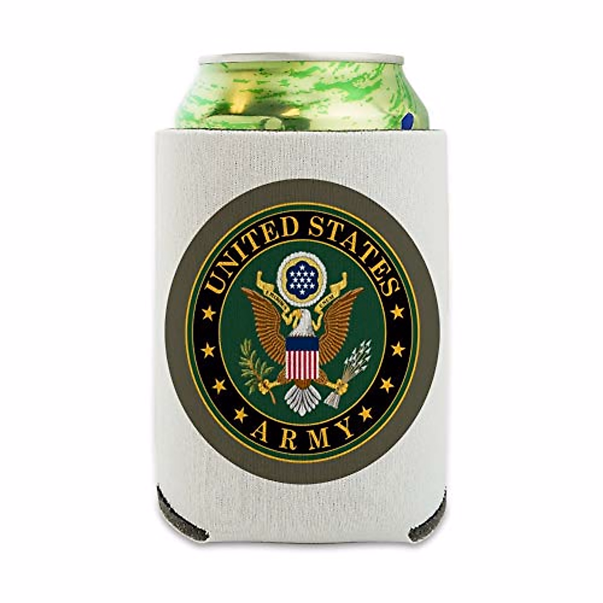 U.S. Army United States Army Eagle Logo Can Cooler - Drink Sleeve Hugger Collapsible Insulator - Beverage Insulated Holder