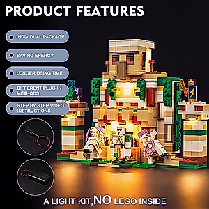 BrickBling Light Kit for Lego The Iron Golem Fortress Building Toy Set, Creative Lighting Compatible with Lego 21250 (Lights Only, No Bricks)