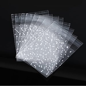Cookie Bags Self Adhesive Cellophane Treat Bags - 100 pcs 3.94" x 3.94" Plastic White Polka Dot Pastry Bags for Dessert Candy Chocolate Bakery Cookie Packaging Party Gift