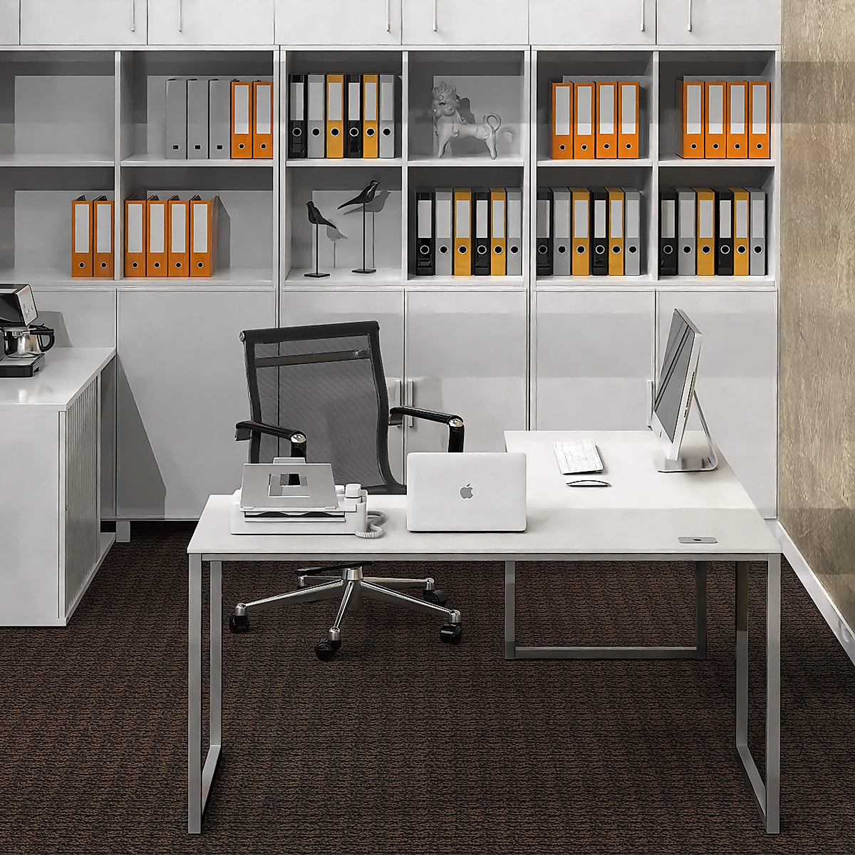 SHW Mission 55 x 60 Inches L-Shape Home Office Computer Desk, White