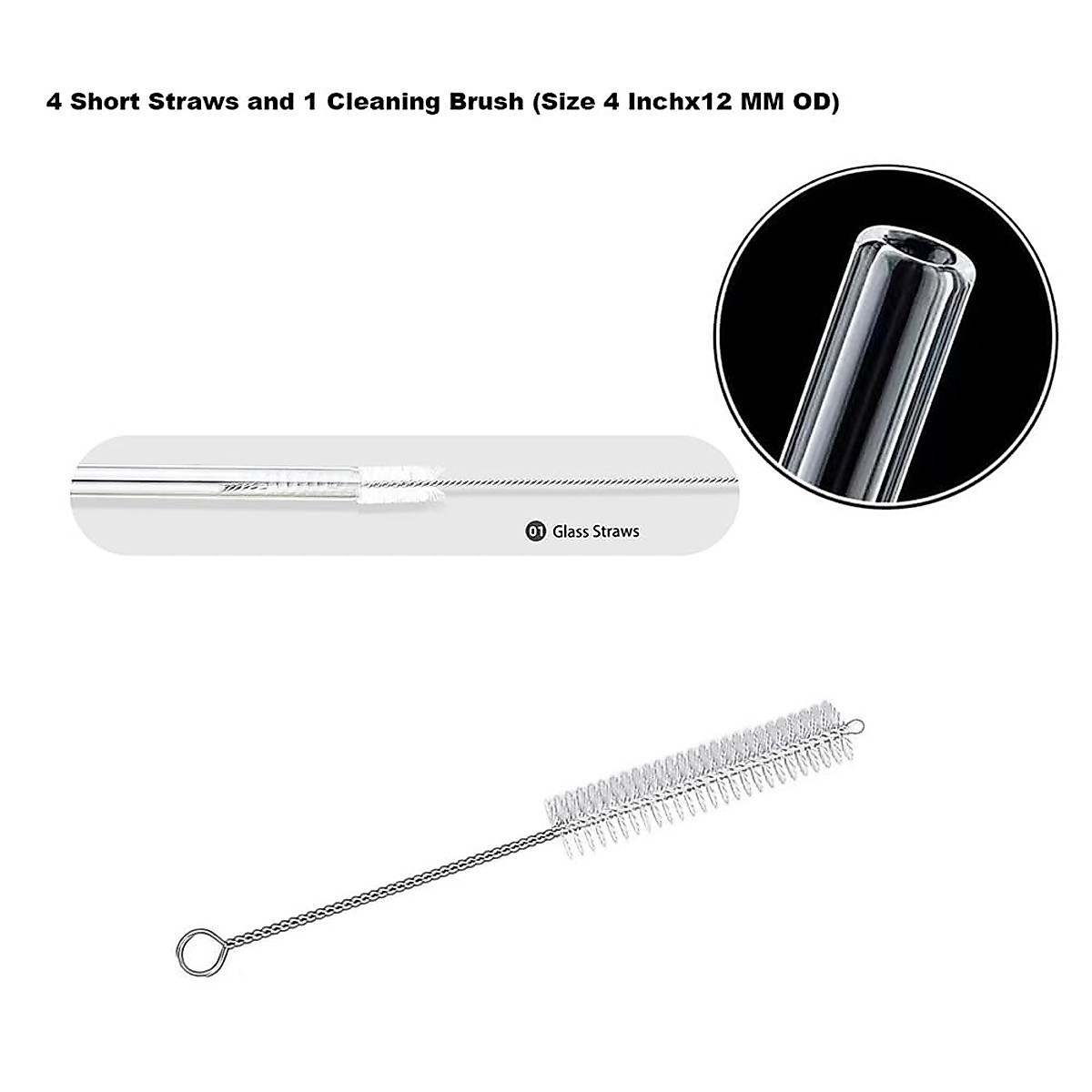Reusable Clear 4"(100mm) Glass Blowing Tubes :Length:4Inches: OD-12MM: Wall Thickness :2MM, 5Pcs Glass Tubing Blowing Tubes + Cleaning Brush + Protect Box