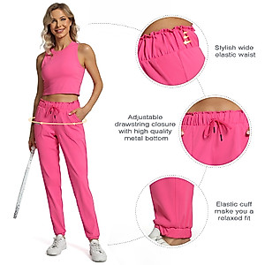 Haowind Joggers for Women with Pockets Elastic Waist Workout Sport Gym Pants Comfy Lounge Yoga Running Pants(Hot Pink XL)