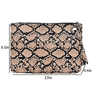 Suillty Women's Oversized Snakeskin Clutch Envelope Bag Messenger Handbag Tote Wristlet Bag