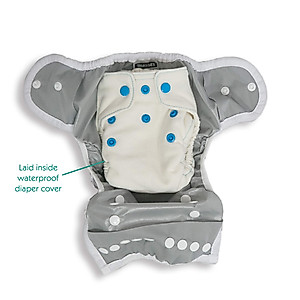 Thirsties Snap Natural Newborn Bamboo Fitted Cloth Diaper, Fin