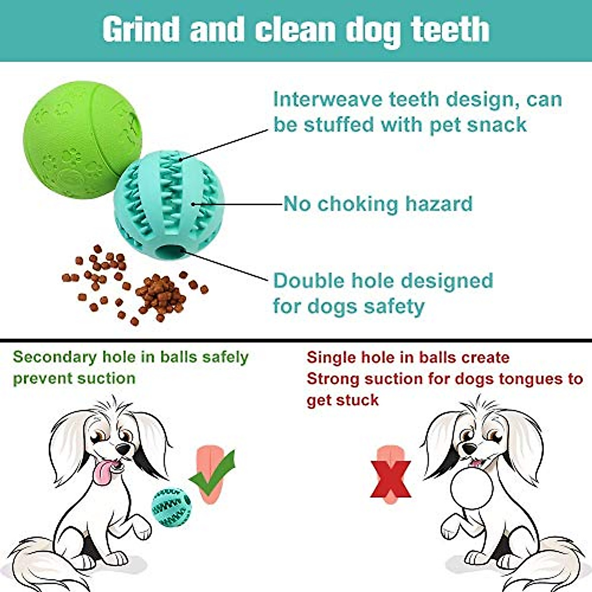 HIPPIH Dog Puzzle Toy 2 Pack, Interactive Dog Toys for Treat Dispensing, Durable Puppy Toys for Teething Small Dogs, Dog Treat Ball for Teeth/Slow Feeder/IQ Training/Playing
