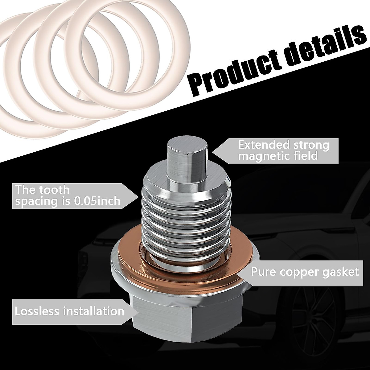 Fogfar 1 PC Oil Drain Plug with 5 Cooper Washer, M14x1.5 Heavy Duty Engine Oil Drain Plug, for Qashqai Qijun New Teana New Sunshine Liwei Sylphy Tiida Nissan (Silver)