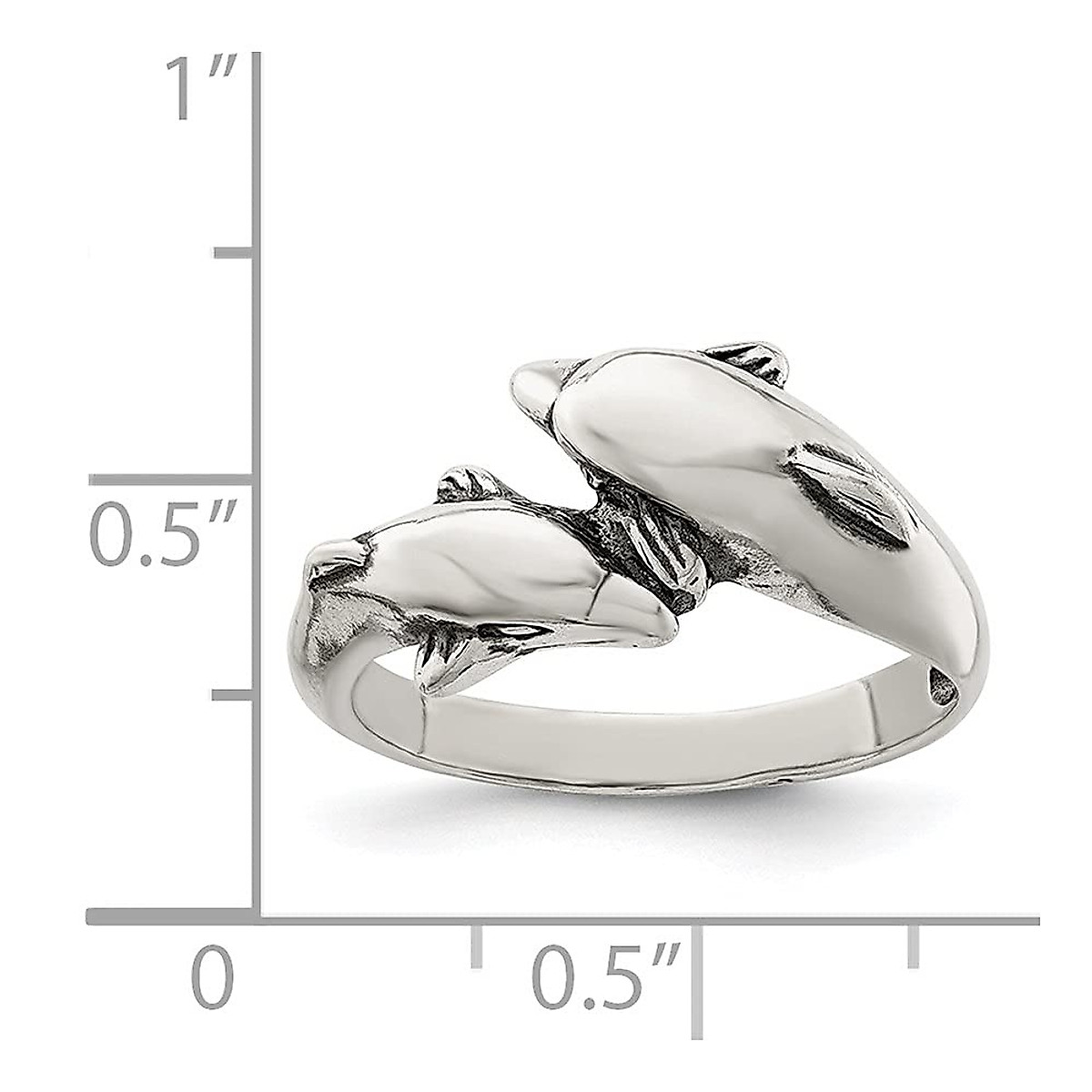 Diamond2Deal Solid 925 Sterling Silver Dolphin Ring