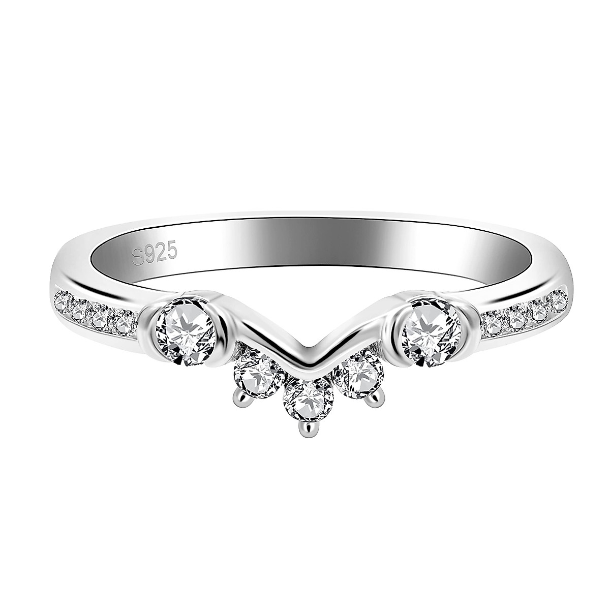 Uloveido 925 Sterling Silver Cubic Zirconia 2 Stackable Rings Enhancer for Women Wedding Engagement Anniversary Promise Rings Y1519 (Size 9)