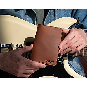 Leather Journal Cover for Moleskine Cahier Notebook Pocket size with pen holder 3.5" x 5.5" Personalized Refillable Cover Compatible with Field Notes