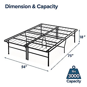 ZINUS SmartBase Heavy Duty Mattress Foundation / 18 Inch Metal Platform Bed Frame / No Box Spring Needed / Sturdy Steel Frame / Underbed Storage, Full