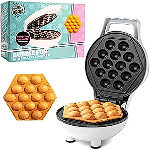 Bubble Mini Waffle Maker - Make Breakfast Special w/Tiny Hong Kong Egg Style Design, 4" Individual Waffler Iron, Electric Non Stick Breakfast Appliance for Ice Cream Treat or Desserts, Fun Gift